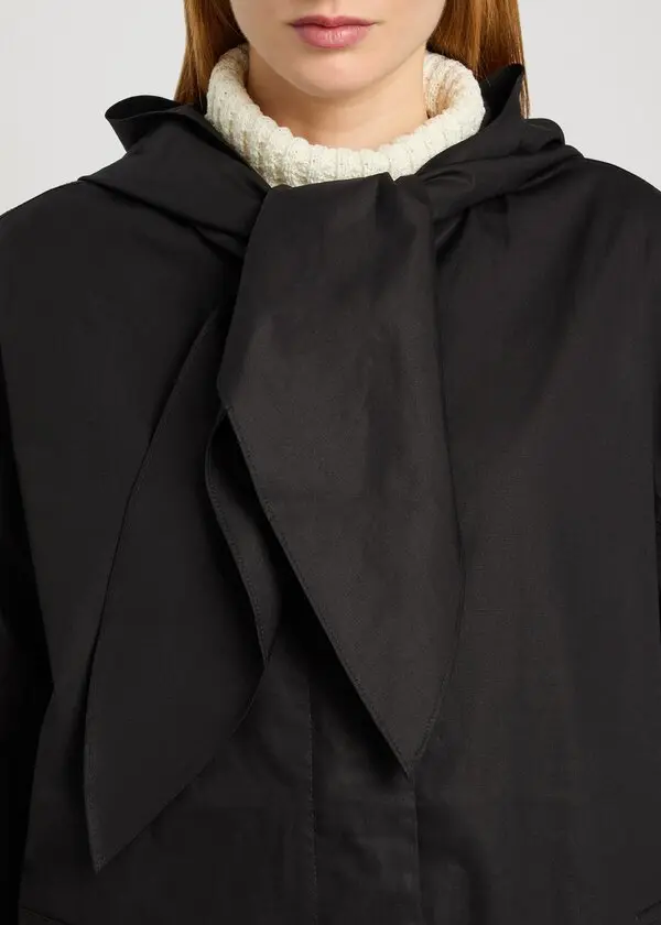 TOTEME Hooded Scarf-effect Cotton Jacket - Black
