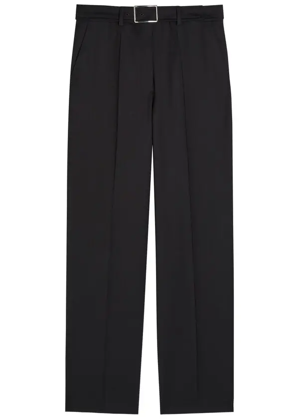 Sportmax Belted Straight-leg Wool-blend Trousers