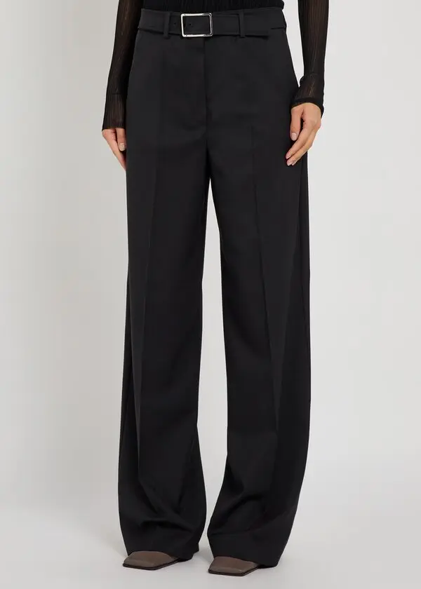 Sportmax Belted Straight-leg Wool-blend Trousers