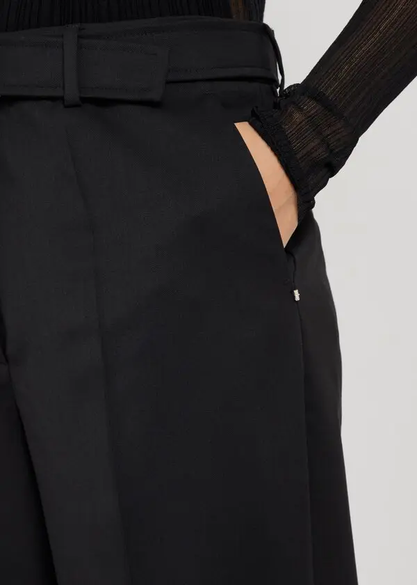 Sportmax Belted Straight-leg Wool-blend Trousers