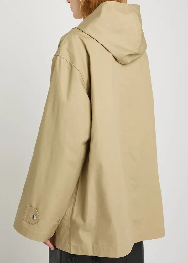 TOTEME Hooded Scarf-effect Cotton Jacket - Beige