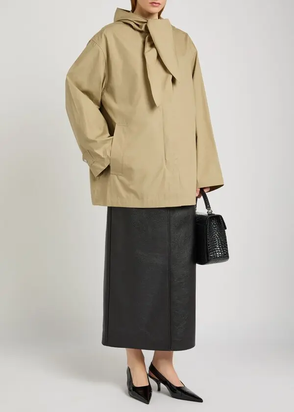 TOTEME Hooded Scarf-effect Cotton Jacket - Beige