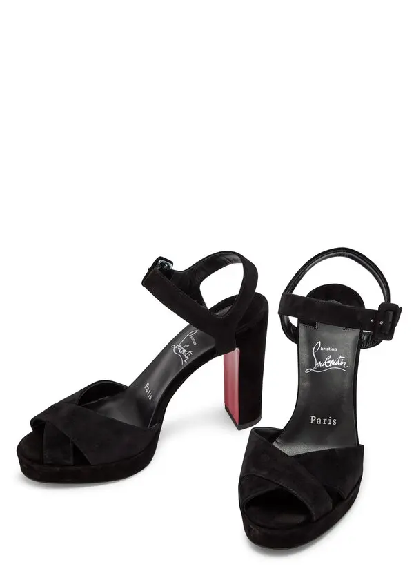 CHRISTIAN LOUBOUTIN Cora 100 Suede Sandals - Black