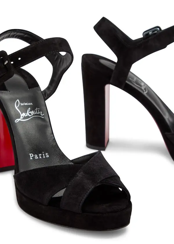 CHRISTIAN LOUBOUTIN Cora 100 Suede Sandals - Black