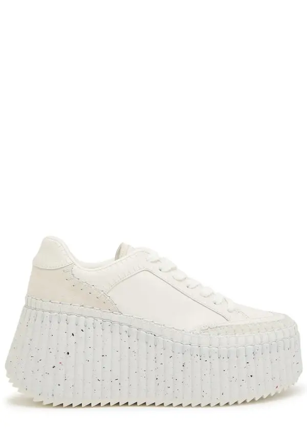 Chloé Nama Panelled Flatform Sneakers - White