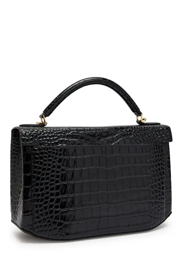 TOTEME Crocodile-effect Leather Top Handle Bag - Black