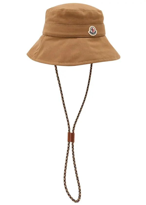Moncler Cotton Bucket Hat With Drawstring - Bronze