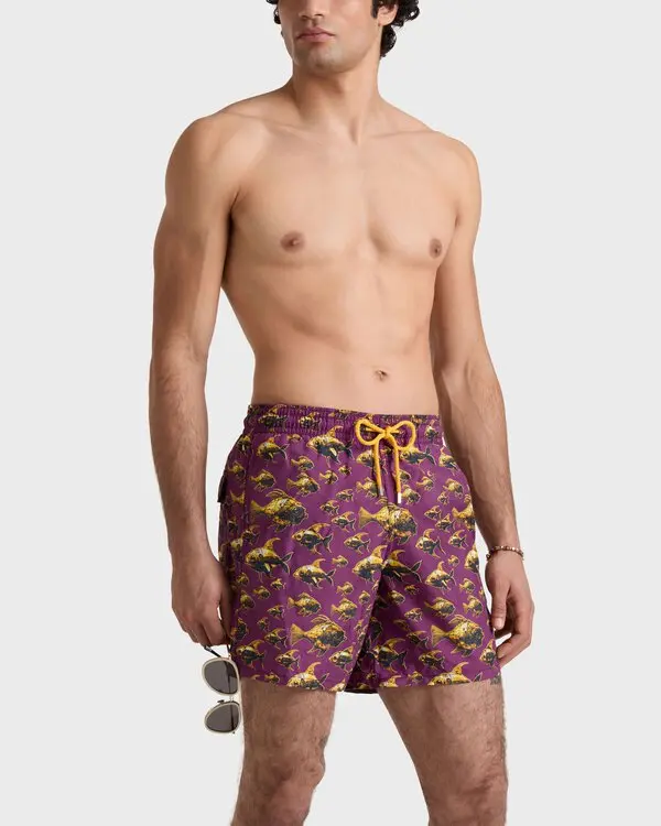 Vilebrequin Meca Fish Moorea Swim Trunks - Purple