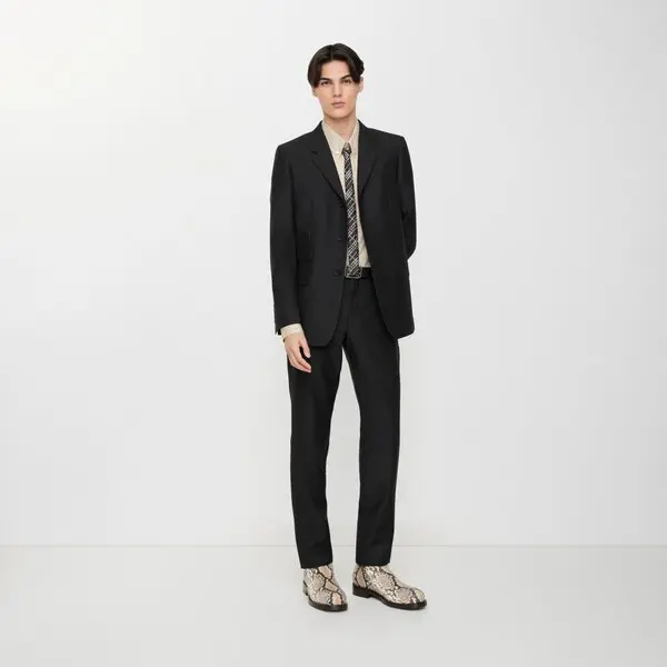 Burberry Striped Wool Mohair Tailored Jacket - Black