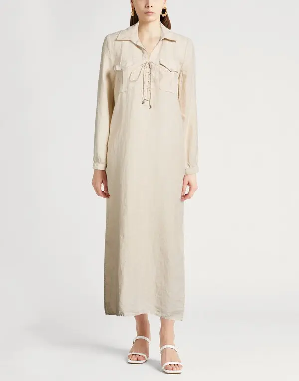 120% Lino Maxi Shirt Dress