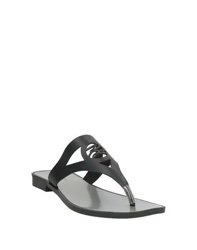 Karl Lagerfeld Leather Thong Sandals With Cutout Detail - Black