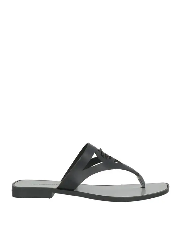 Karl Lagerfeld Leather Thong Sandals With Cutout Detail - Black