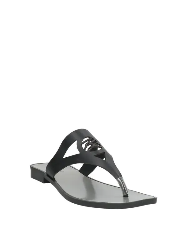Karl Lagerfeld Leather Thong Sandals With Cutout Detail - Black
