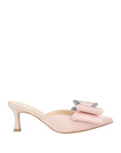 OVYE Satin Mules With Bow Detailing - Blush
