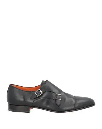 Santoni Leather Loafers With Monk Straps - Black