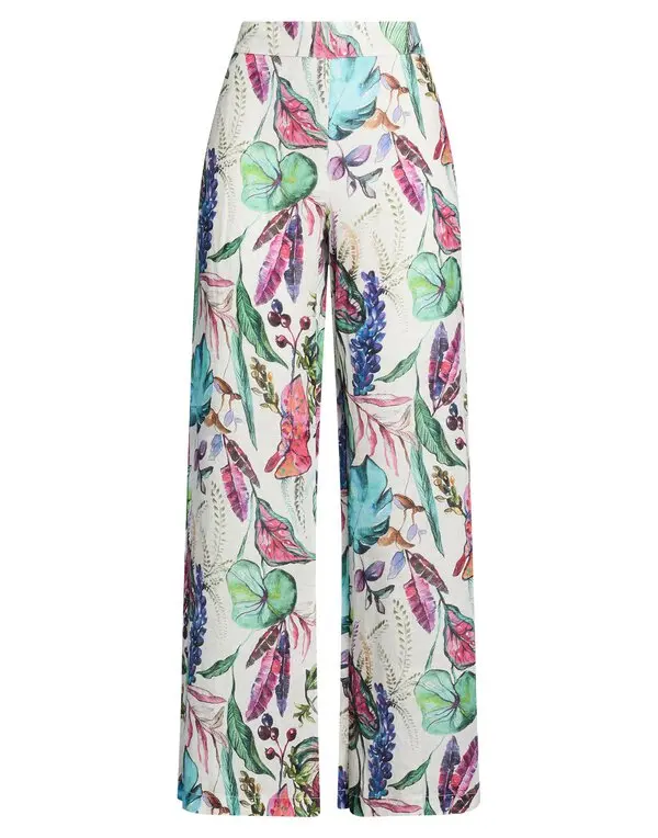 120% Lino Floral Print Linen Straight-leg Pants