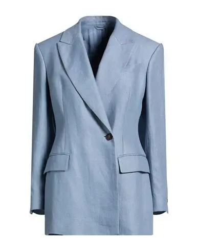 Brunello Cucinelli Double-breasted Blazer In Hemp And Linen - Blue