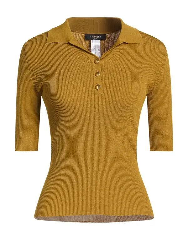 TWINSET Ribbed-knit Buttoned Polo Shirt