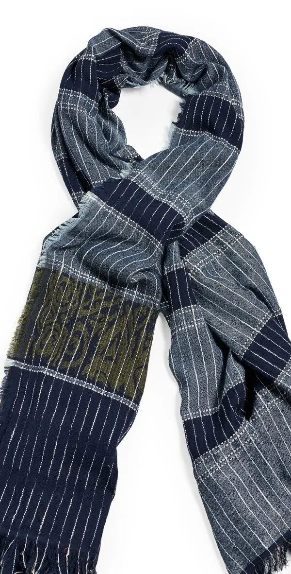 Faherty Brand Bold Pin Stripe Oblong Scarf - Total Eclipse Multi