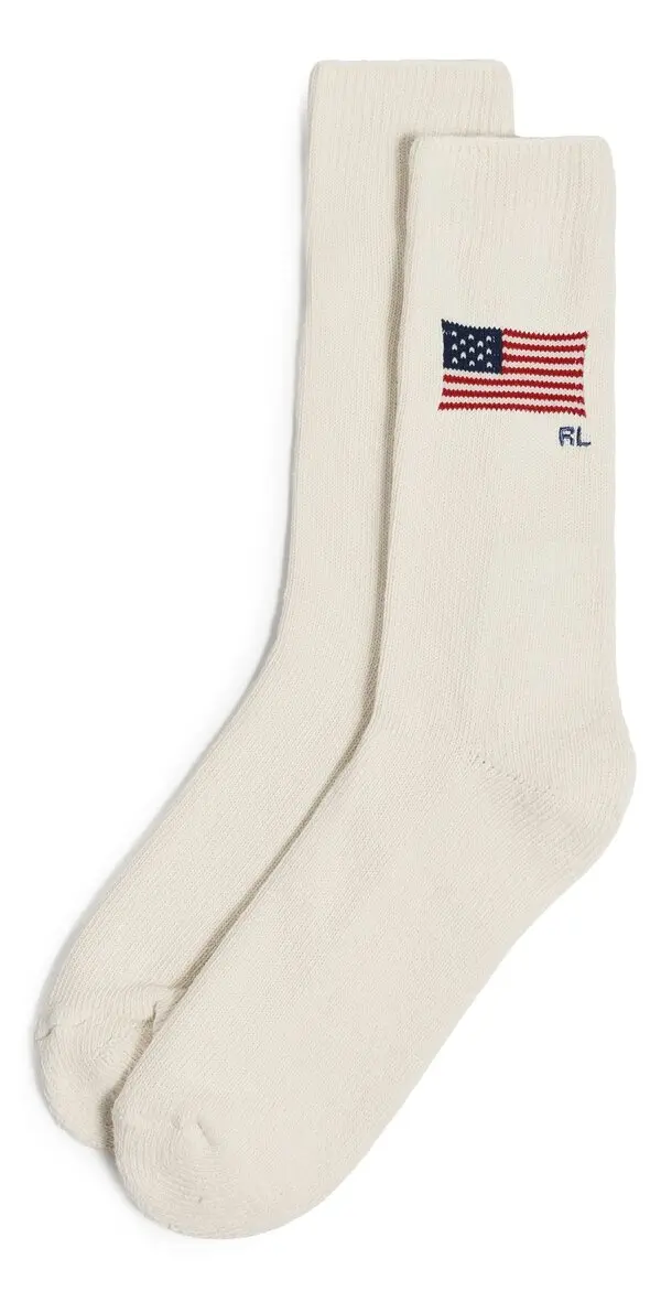 Polo Ralph Lauren Flag Crew Socks - Cream