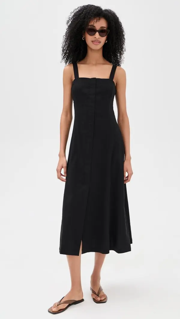 Theory Sleeveless Square Neck Midi Dress