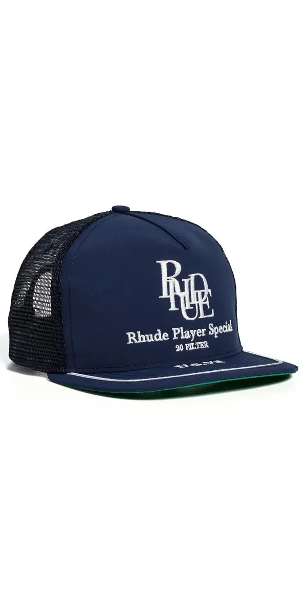 Rhude Player Special Trucker Hat - Navy / White