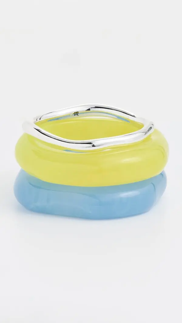 Madewell Sculptural Resin Bangle Bracelet Set - Tranquil Blue