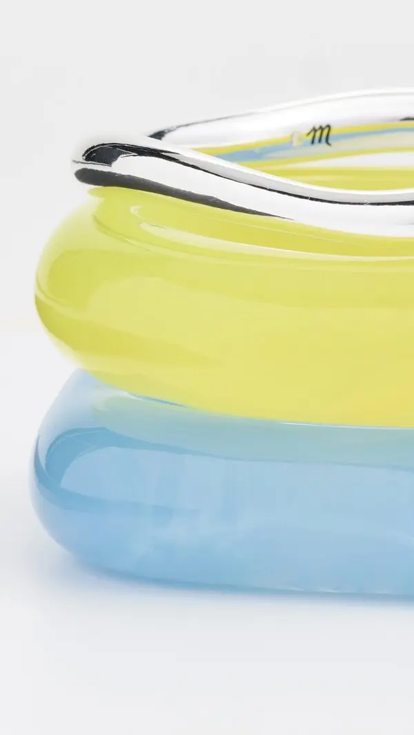 Madewell Sculptural Resin Bangle Bracelet Set - Tranquil Blue