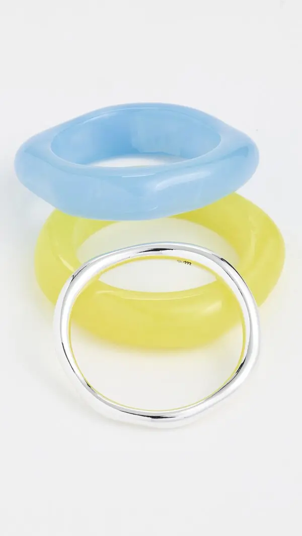 Madewell Sculptural Resin Bangle Bracelet Set - Tranquil Blue