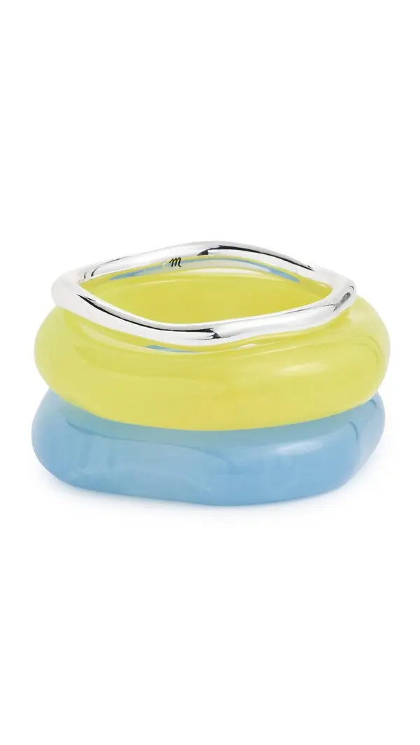 Madewell Sculptural Resin Bangle Bracelet Set - Tranquil Blue
