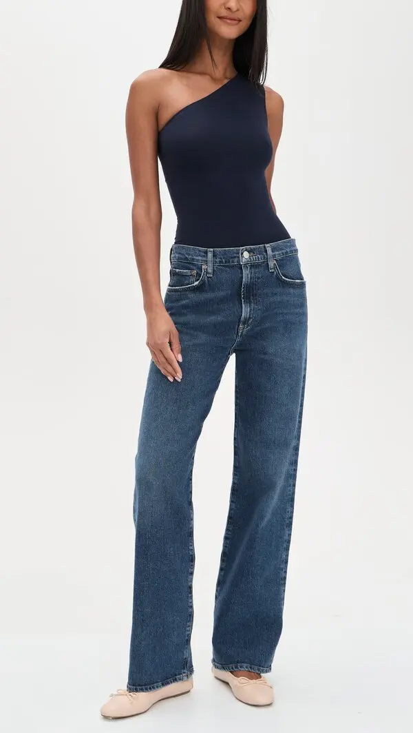 Commando One Shoulder Thong Bodysuit - Navy