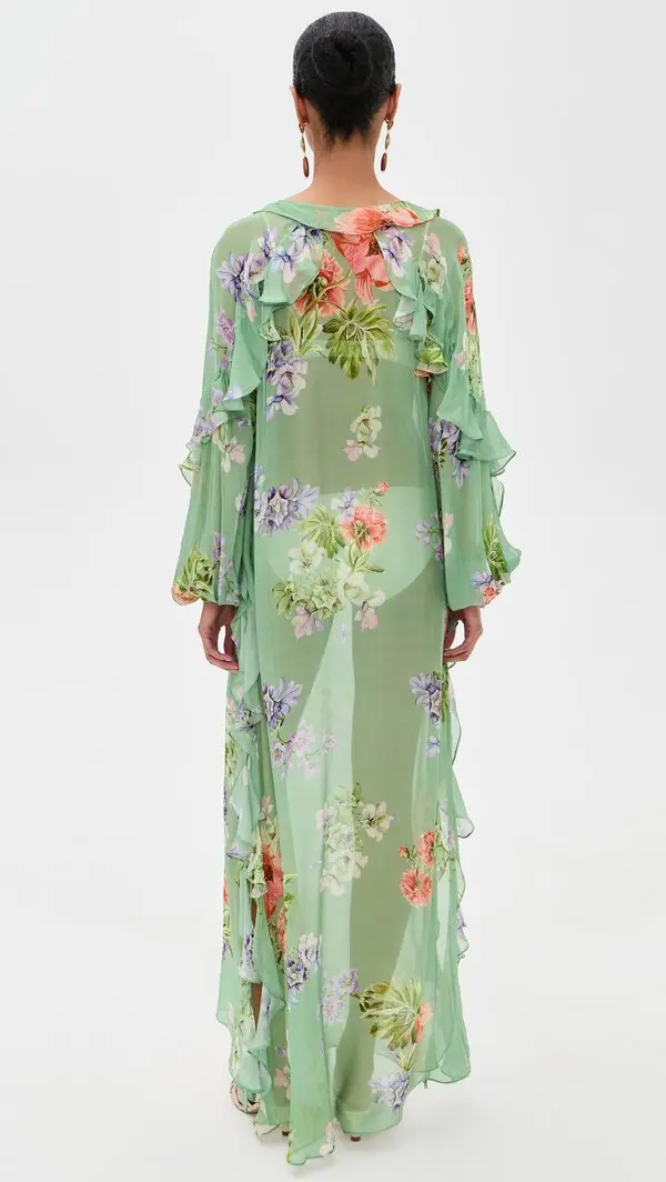 Hemant & Nandita Floral Ruffle Caftan