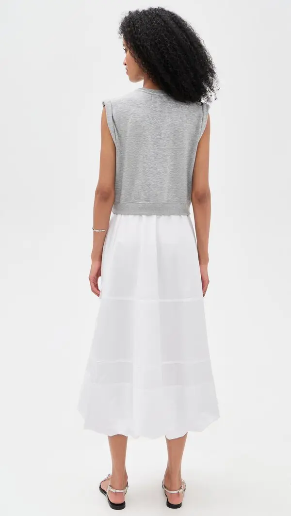 Cinq À Sept Parker Mixed Media Midi Dress - Heather Grey/white