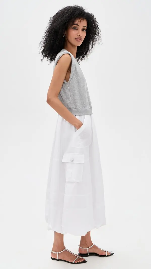 Cinq À Sept Parker Mixed Media Midi Dress - Heather Grey/white