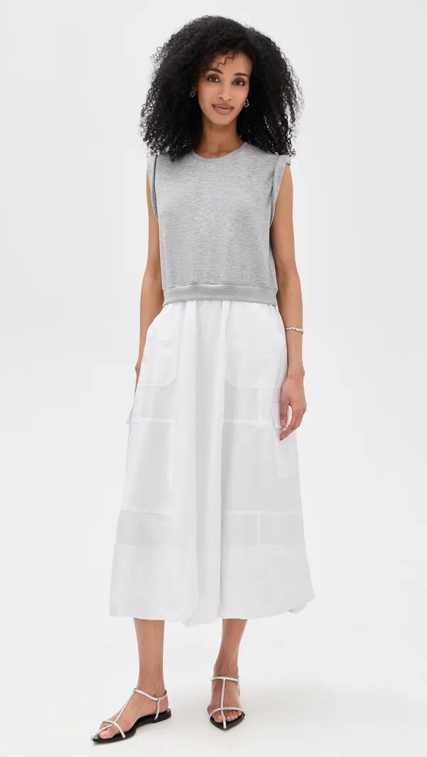 Cinq À Sept Parker Mixed Media Midi Dress - Heather Grey/white