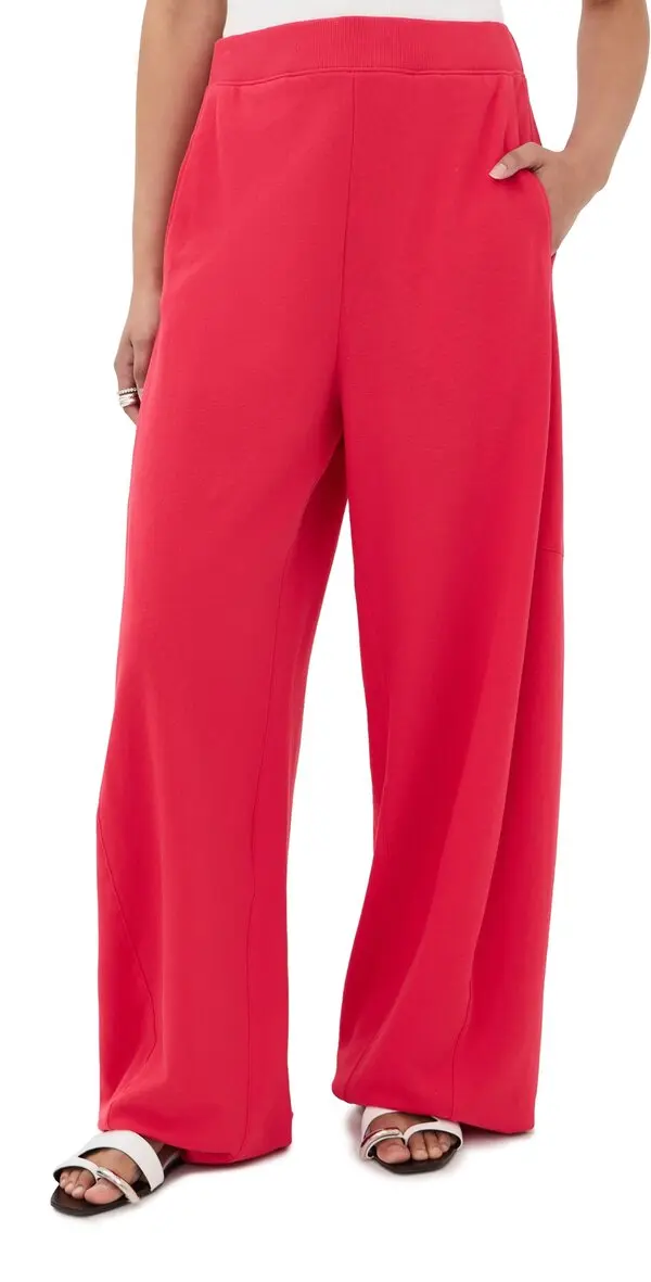 Tibi Lightweight Sweatshirting Wide Leg Pants - Red