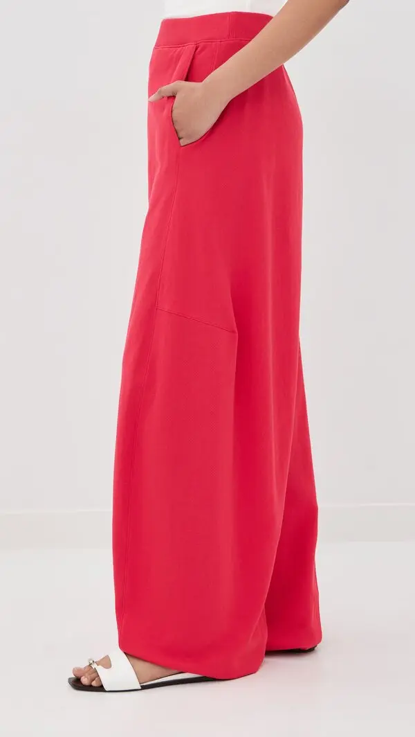 Tibi Lightweight Sweatshirting Wide Leg Pants - Red