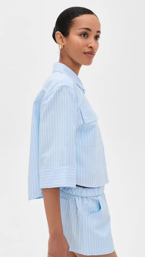 Blanknyc Sky Dive Shirt With Rolled Cuffs - Sky Dive/blue