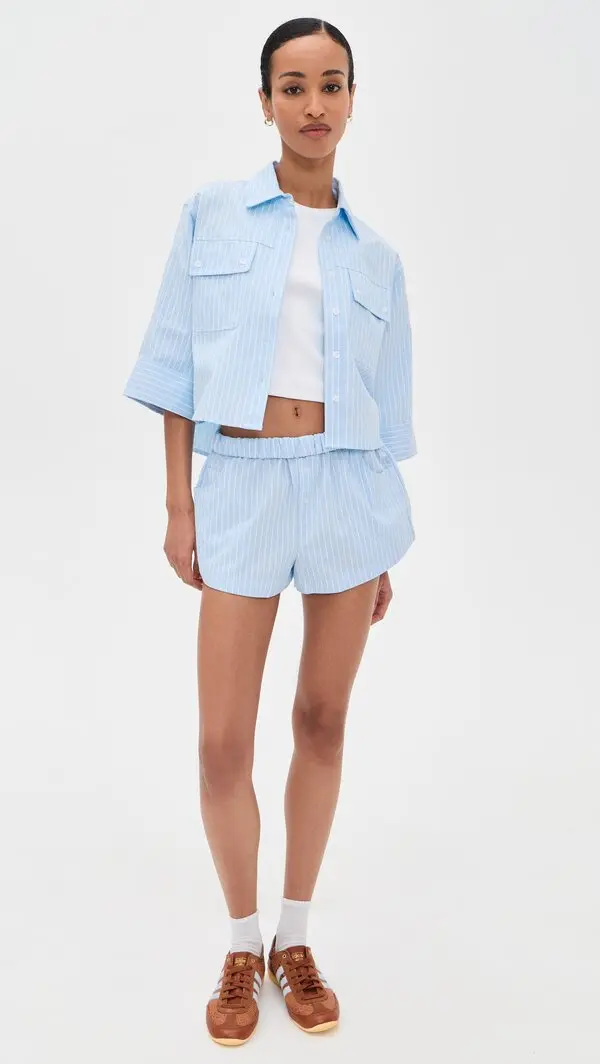 Blanknyc Sky Dive Shirt With Rolled Cuffs - Sky Dive/blue