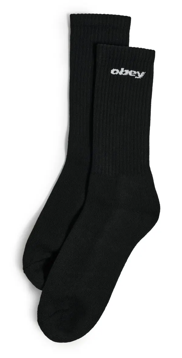 Obey Sports Logo Crew Socks - Black