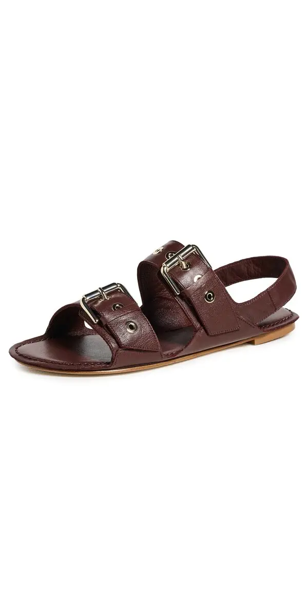 JAMIE HALLER Double Buckle Sandals - Oxblood