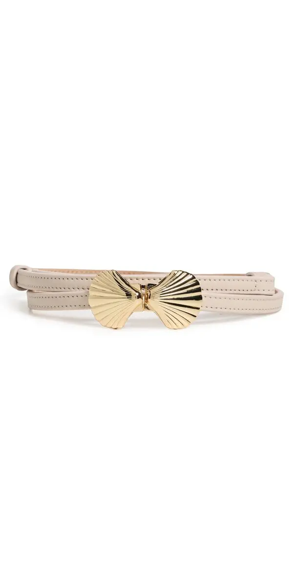 B-low The Belt Shelbi Leather Belt With Gold-tone Buckle - Bone Gold