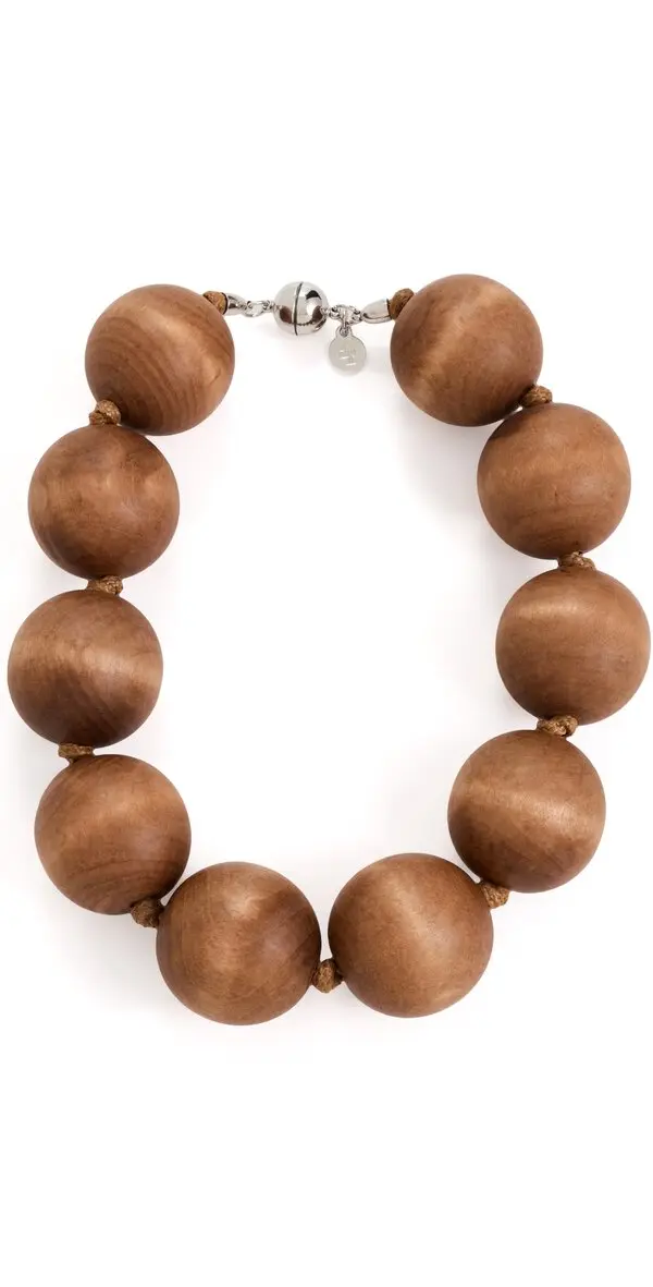 LELET NY Arlo Wood Beaded Necklace - Chestnut