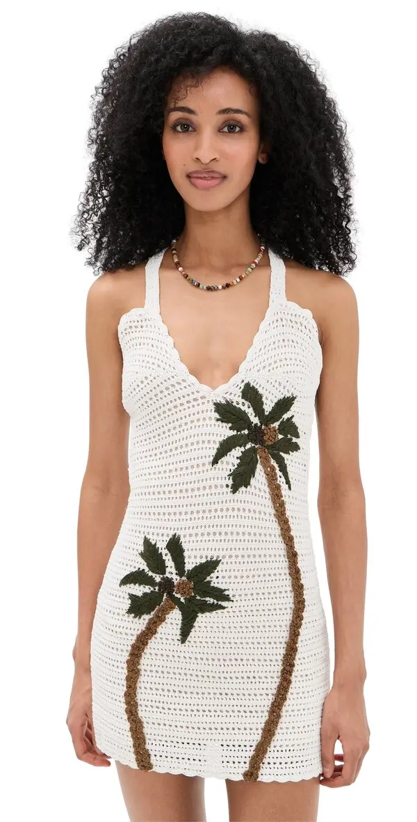 Show Me Your Mumu Hideaway Halter Mini Dress - Palm Tree Crochet