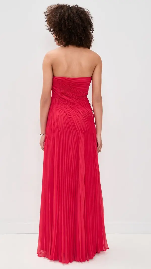 AMUR Elea Asymmetrical Pleated Gown - Solstice Red
