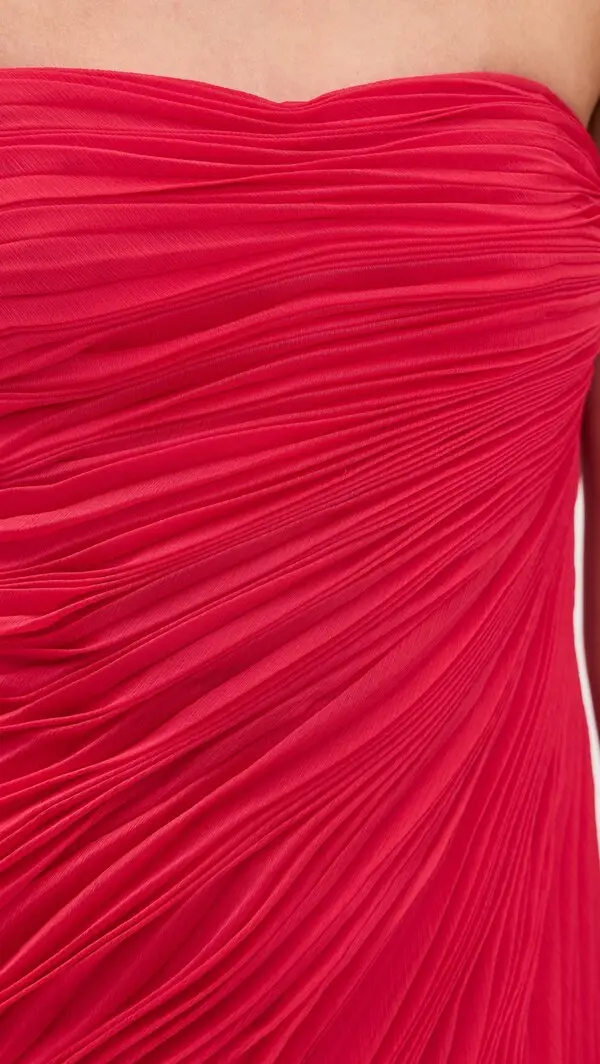 AMUR Elea Asymmetrical Pleated Gown - Solstice Red