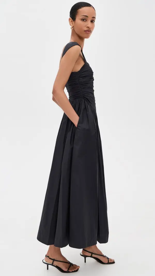 AMUR Galilea Ruched Square Neck Maxi Dress