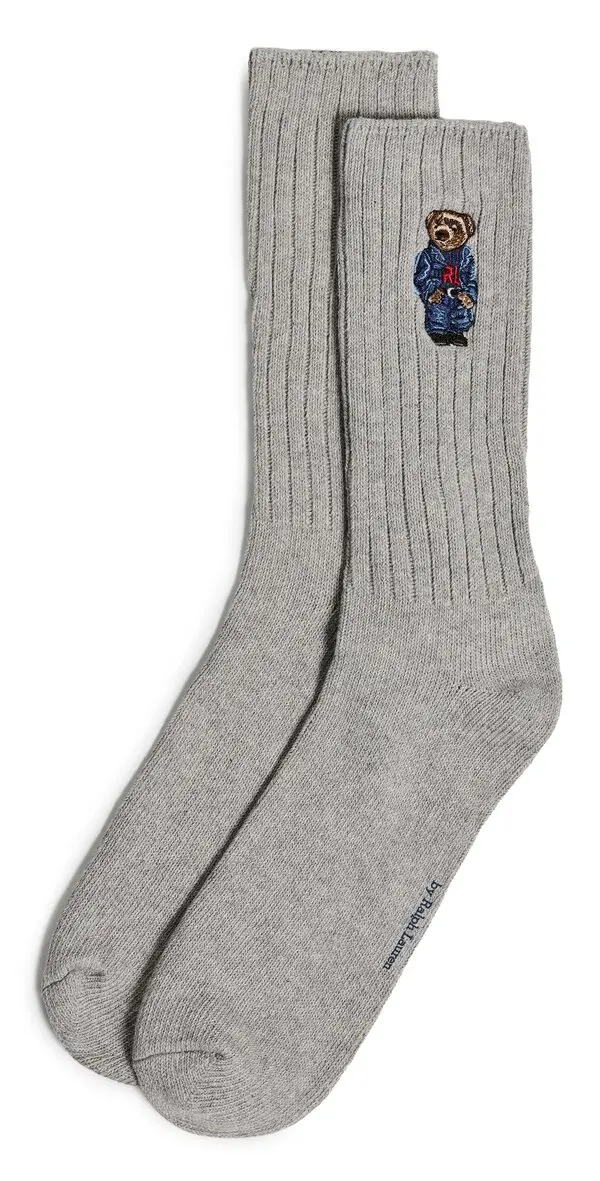 Polo Ralph Lauren Denim Bear Crew Socks - Greyh