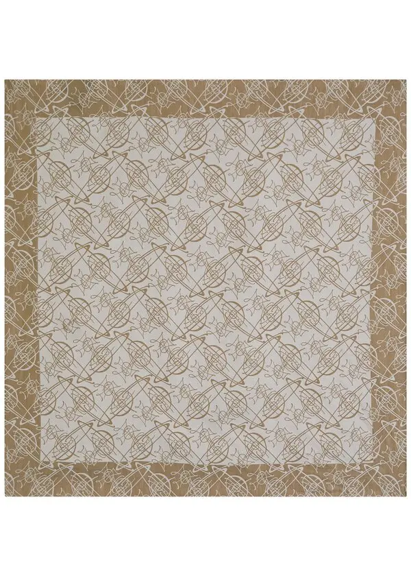 VIVIENNE WESTWOOD Graffiti Logo-monogrammed Silk And Cotton-blend Scarf - Khaki