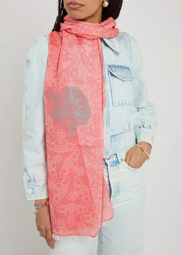 VIVIENNE WESTWOOD Graffiti Logo-monogrammed Cotton-blend Scarf - Red